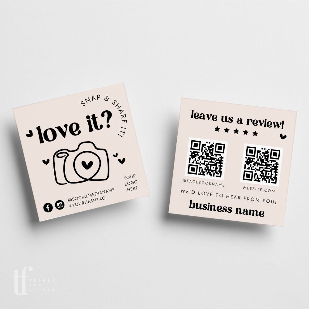 Retro Snap and Share QR Code Social Media Card Canva Template | Jace - Trendy Fox Studio