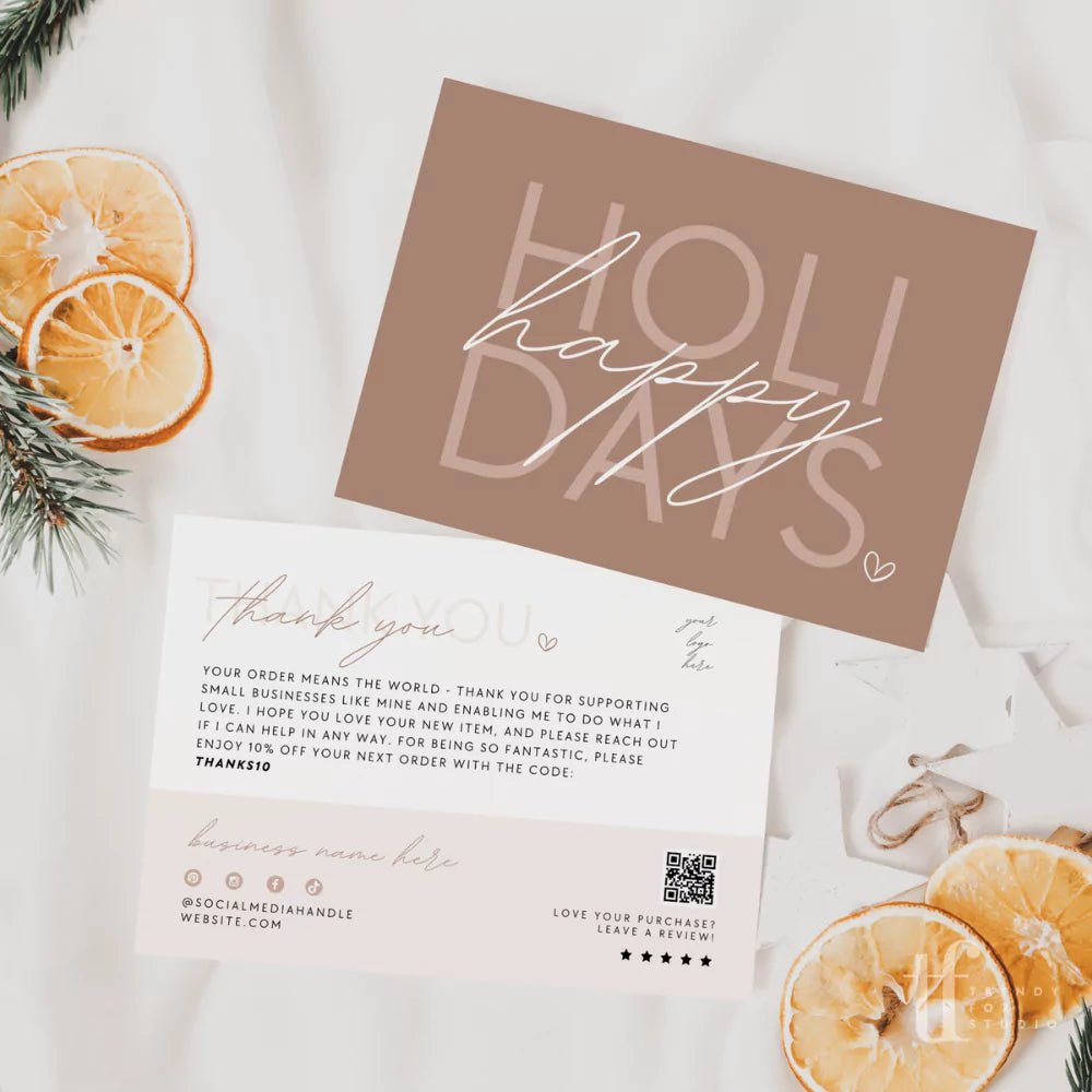 Neutral Modern Boho Christmas Business Thank You Card Canva Template ...