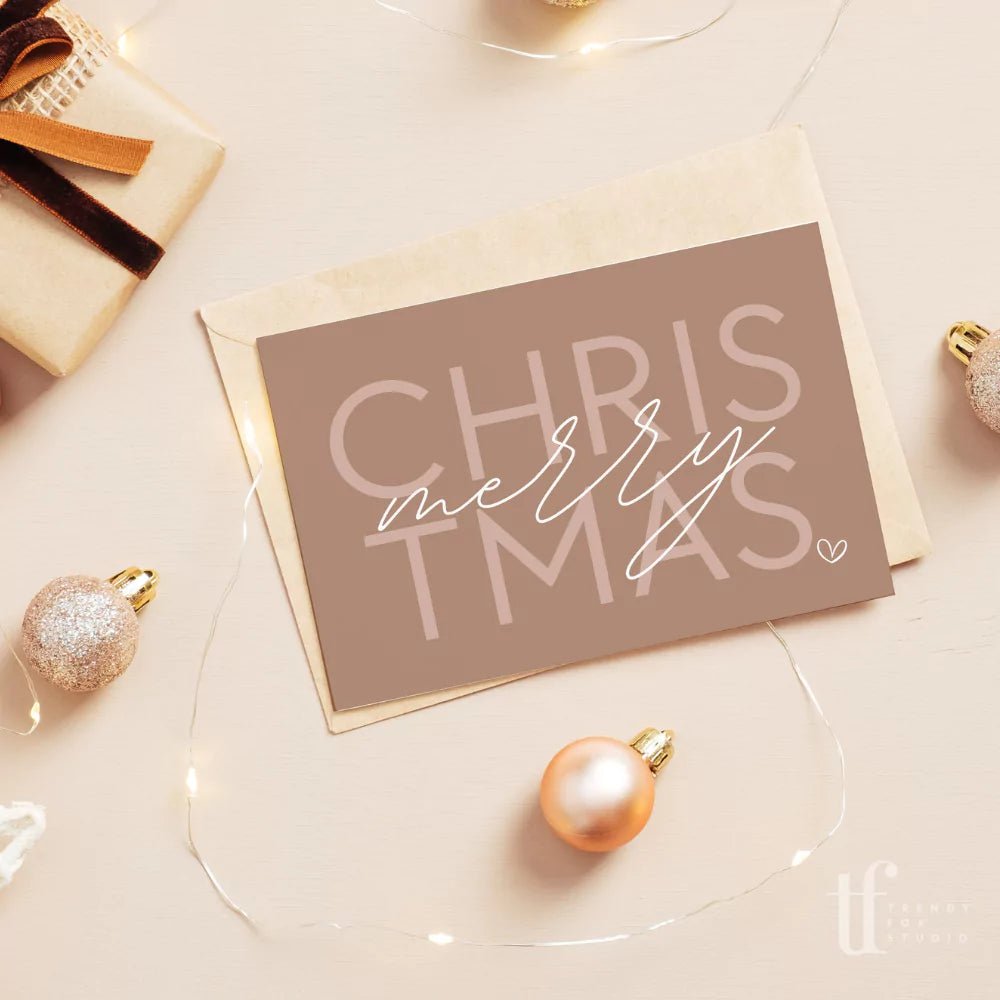 Neutral Modern Boho Christmas Business Thank You Card Canva Template ...