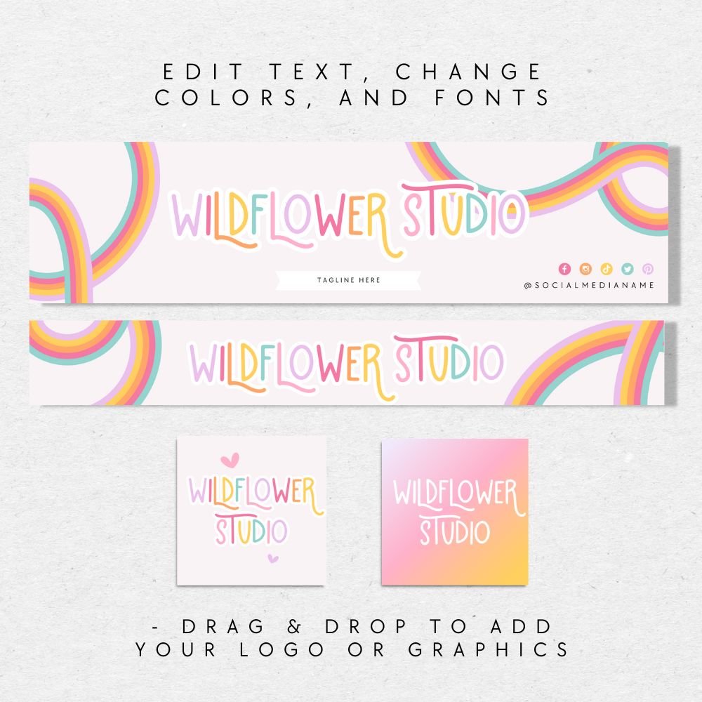 Pastel Rainbow Etsy Shop Kit Canva Template | Etsy Banner, Listing ...