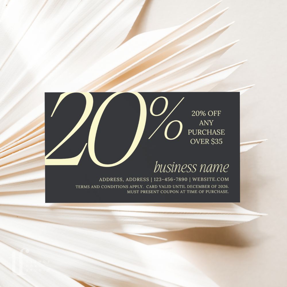 Business Coupon Card, Discount Card Canva Template | Luxe Black | Nysa ...