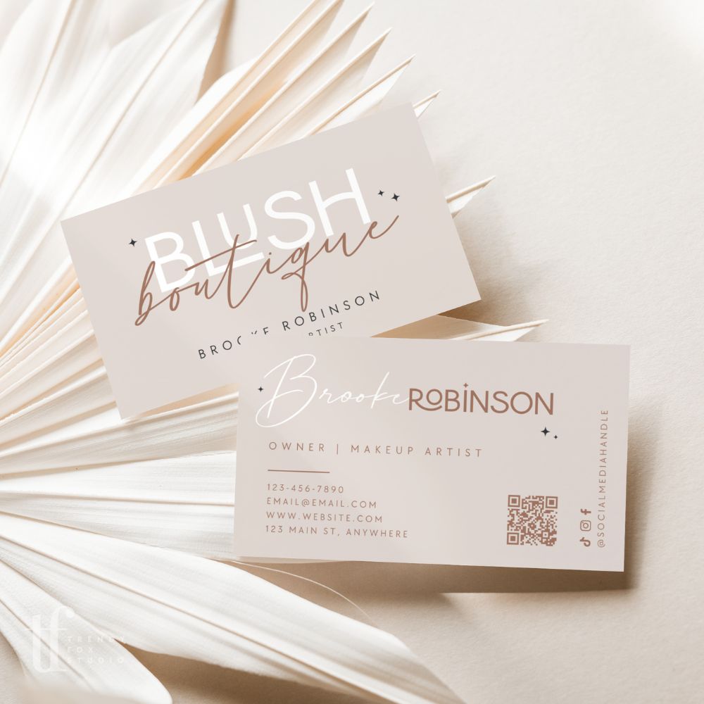 Business Card Canva Template with QR Code | Makeup Artist | Elegant Bo ...