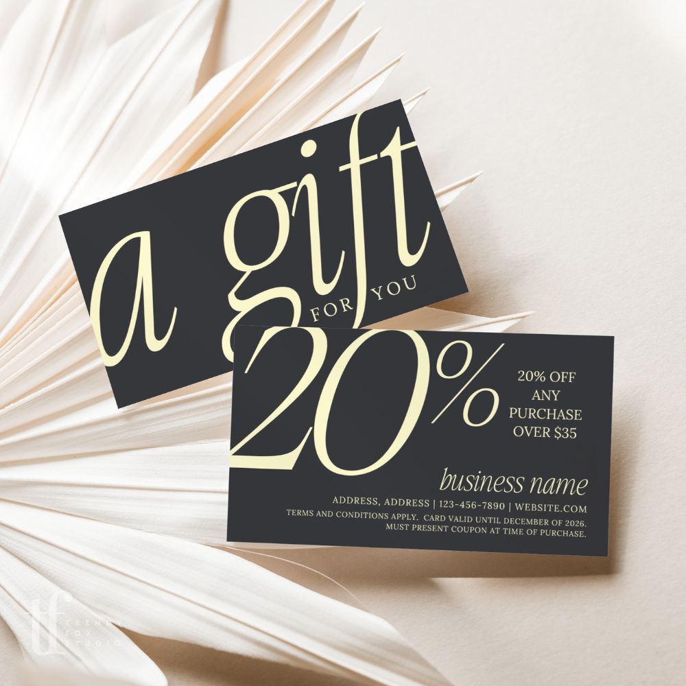 Business Coupon Card, Discount Card Canva Template | Luxe Black | Nysa ...