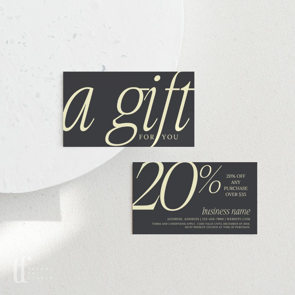 Business Coupon Card, Discount Card Canva Template | Luxe Black | Nysa ...