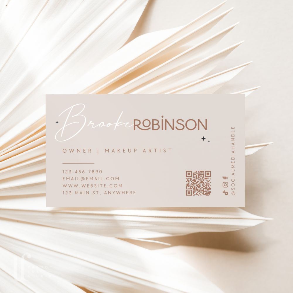 Business Card Canva Template with QR Code | Makeup Artist | Elegant Bo ...