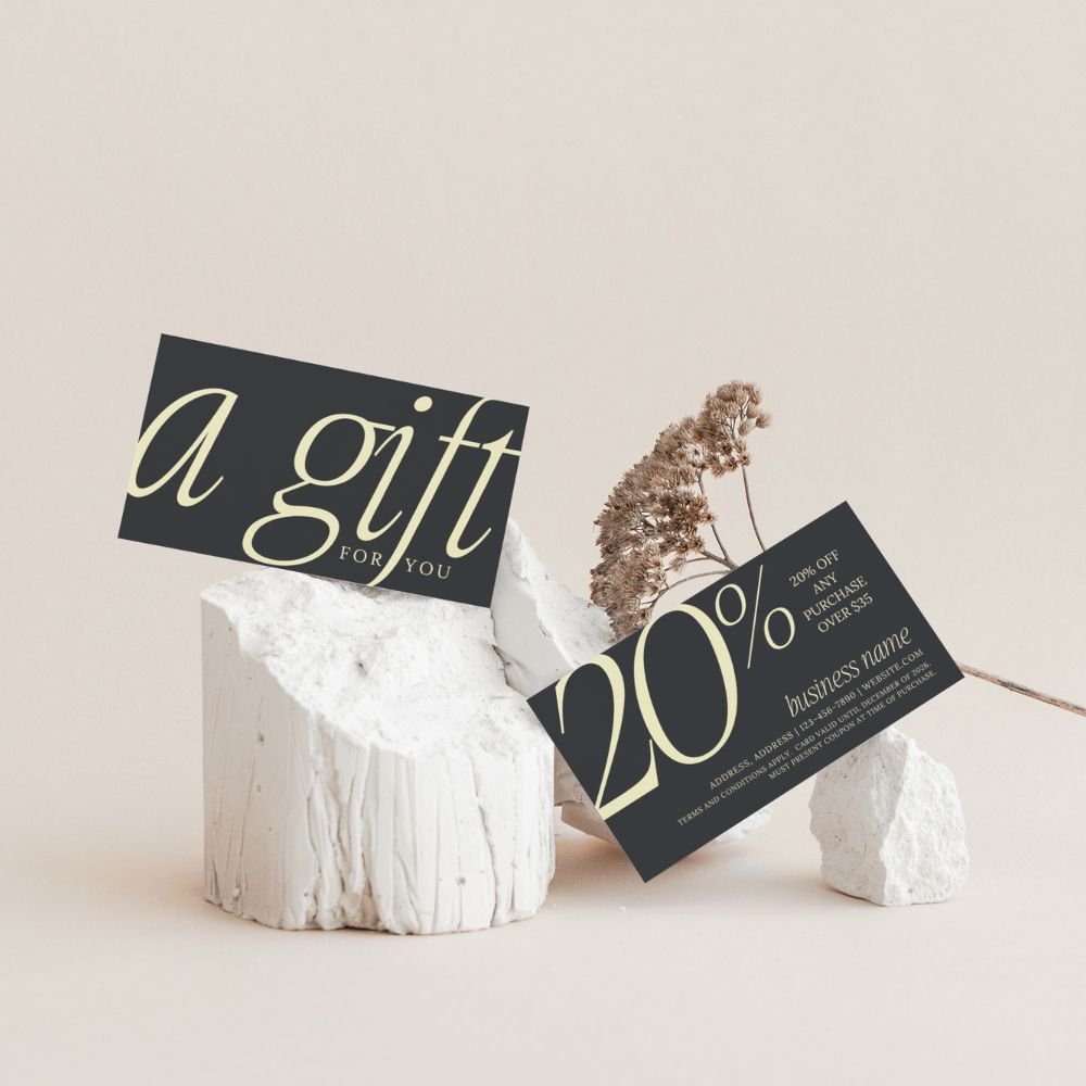 Business Coupon Card, Discount Card Canva Template | Luxe Black | Nysa ...
