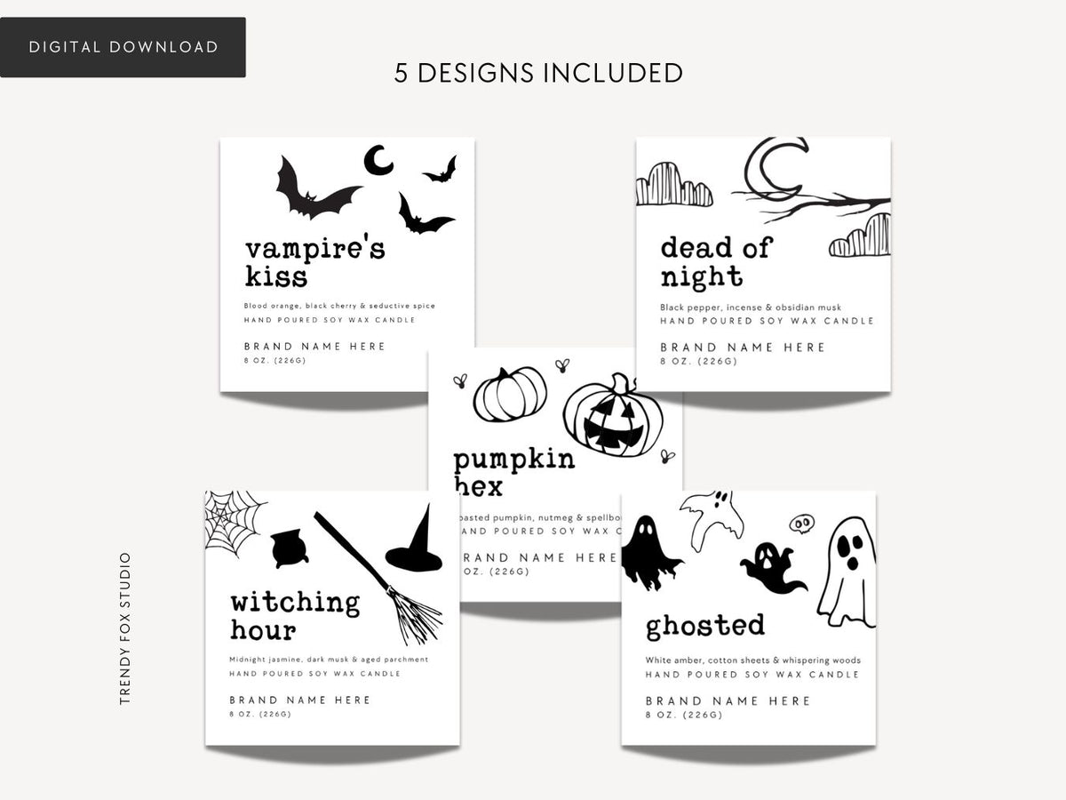 Cute Halloween Candle Label Canva Template | Rainbow Pastel - Trendy ...