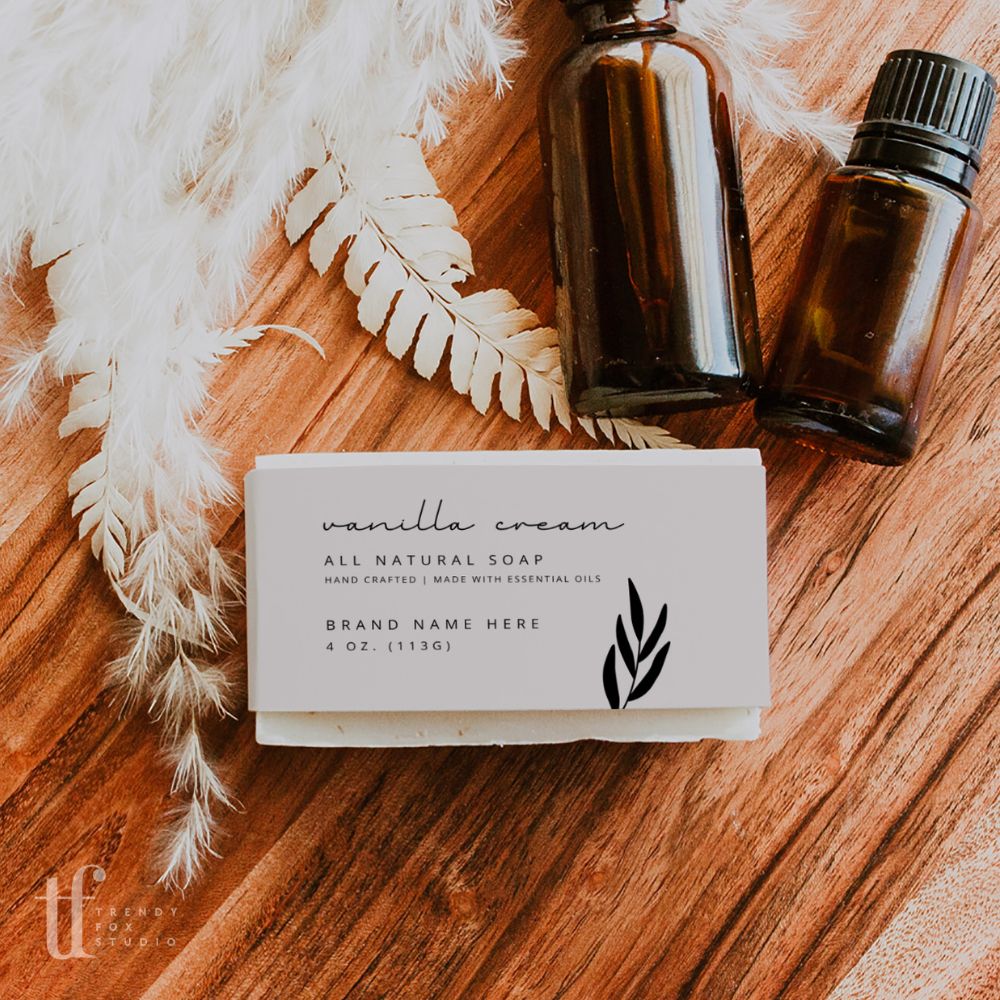 Soap Bar Wrap Label Canva Template - Trendy Fox Studio