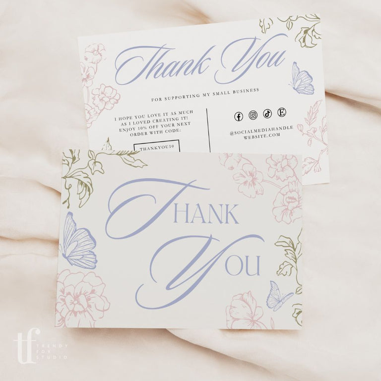 Baroque Rococo Coquette Business Thank You Card Canva Template - Trendy ...
