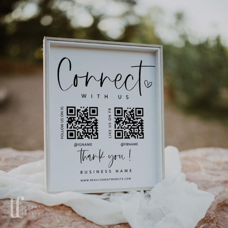 Boho Connect With Us QR Code Social Media Sign Canva Template | Gwen ...