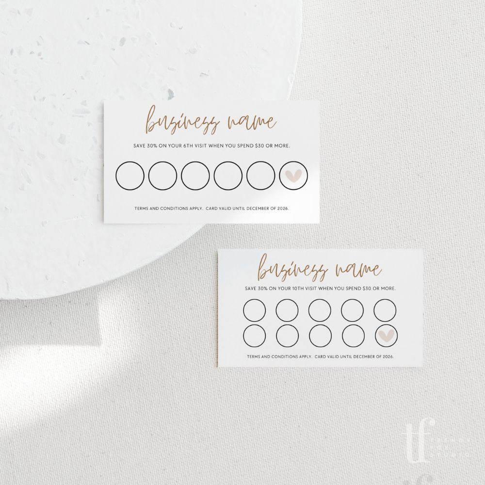 Boho Loyalty Stamp Card Canva Template | Bohe - Trendy Fox Studio
