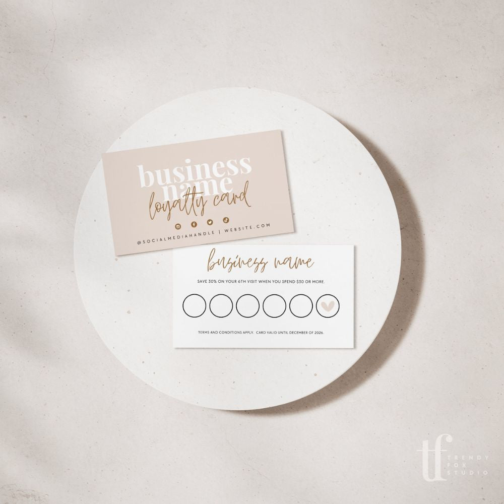 Boho Loyalty Stamp Card Canva Template | Bohe - Trendy Fox Studio