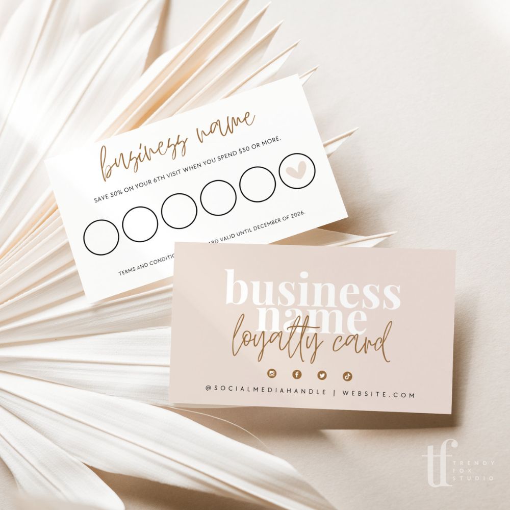 Boho Loyalty Stamp Card Canva Template | Bohe - Trendy Fox Studio