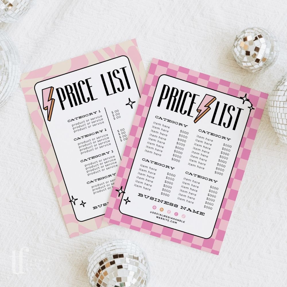 Bright Fun Price List & Scan to Pay Sign Canva Template | Brooks ...