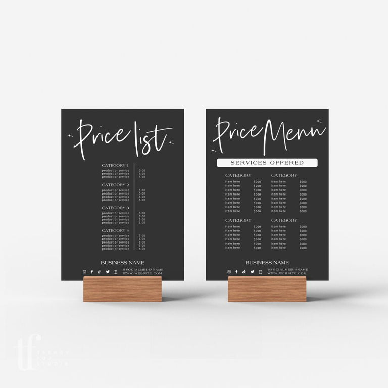 Luxe Black Scan to Pay Sign & Price List Sign Canva Template | Ashe ...