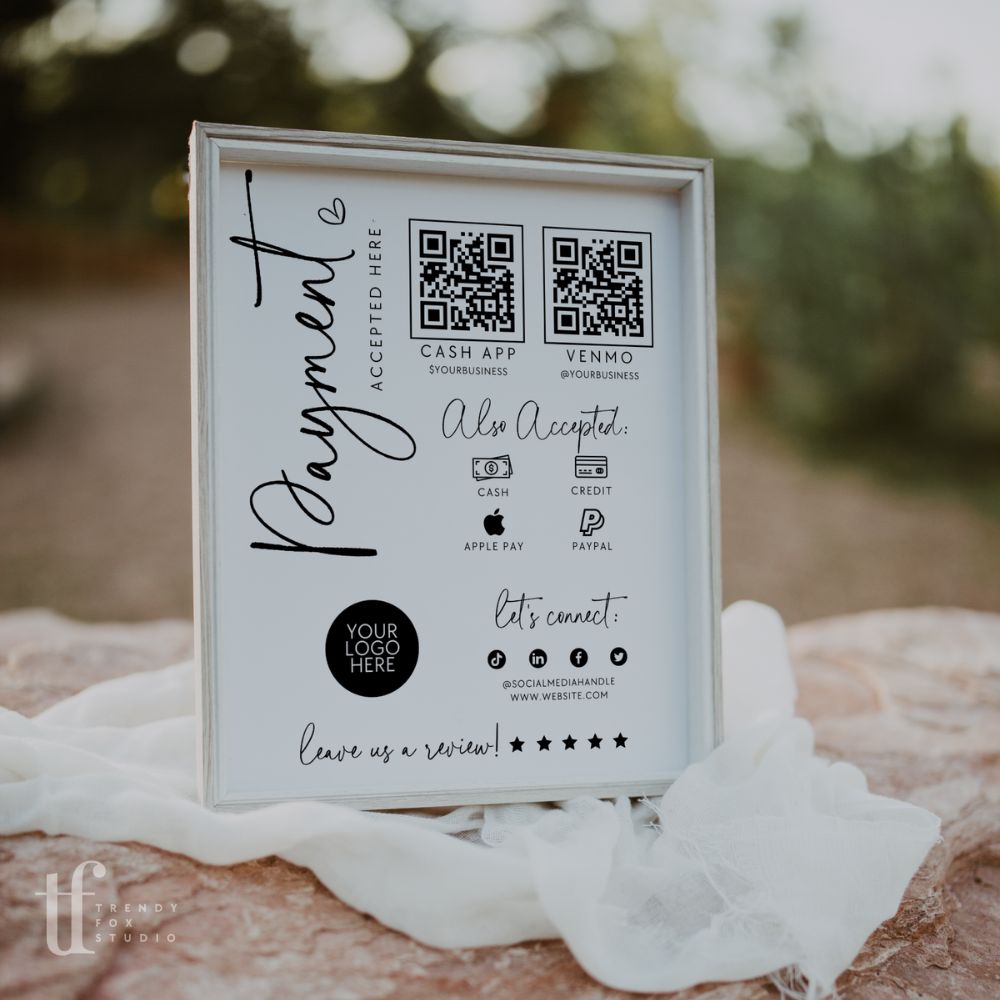 Modern Elegant Scan to Pay Sign, Accepted Payments Sign with 2 QR codes ...