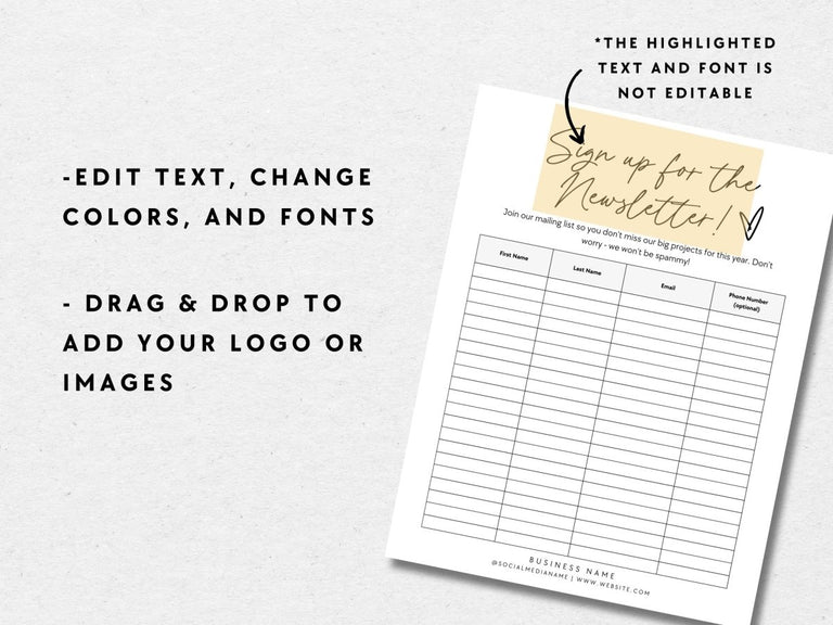 Modern Email Sign Up Form, Printable Email Collection Sheet Canva ...