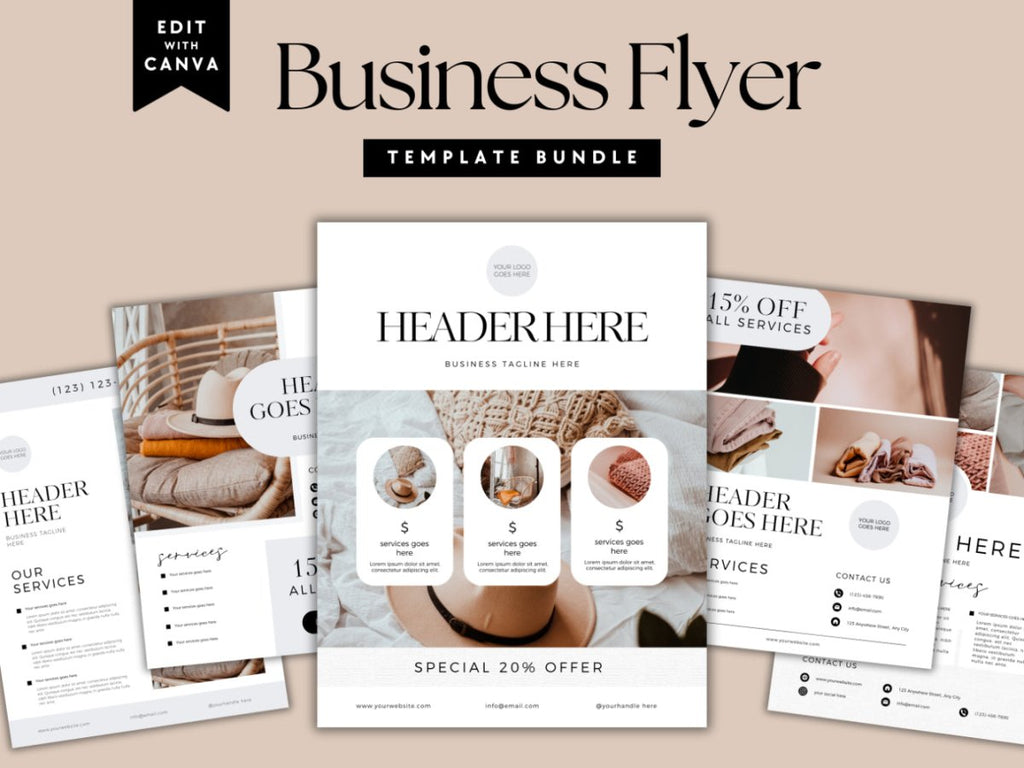 Modern Minimal Business Flyer Bundle Canva Template - Trendy Fox Studio