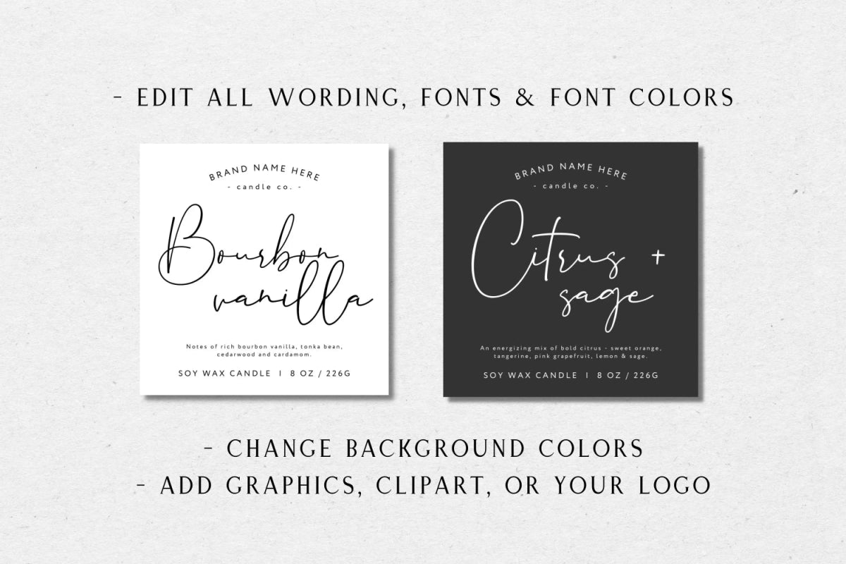 Modern Minimal Script Candle Label Canva Template | Shiloh - Trendy Fox ...
