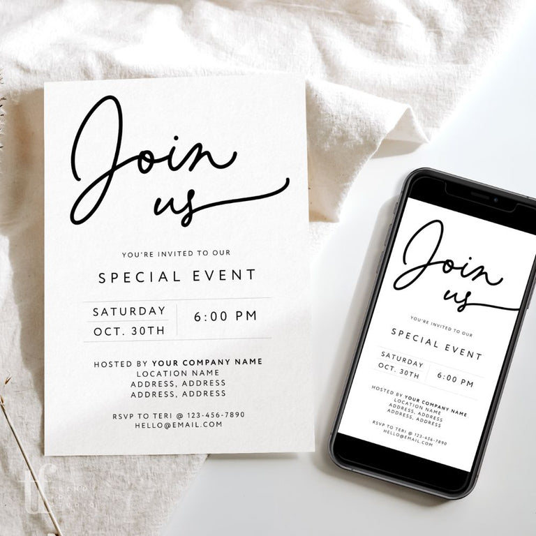 Modern Minimalist Business Invitation Canva Template | Dawn - Trendy ...