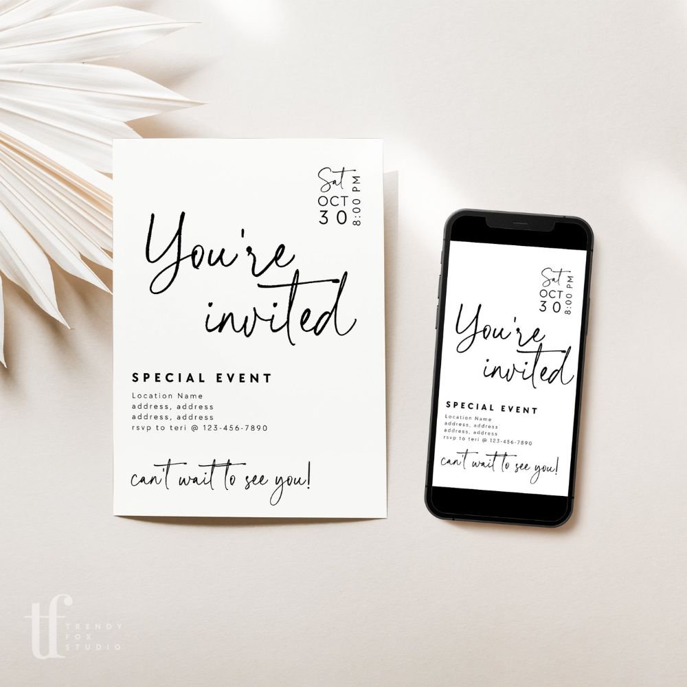 Modern Minimalist Business Invitation Canva Template | Rylee - Trendy ...