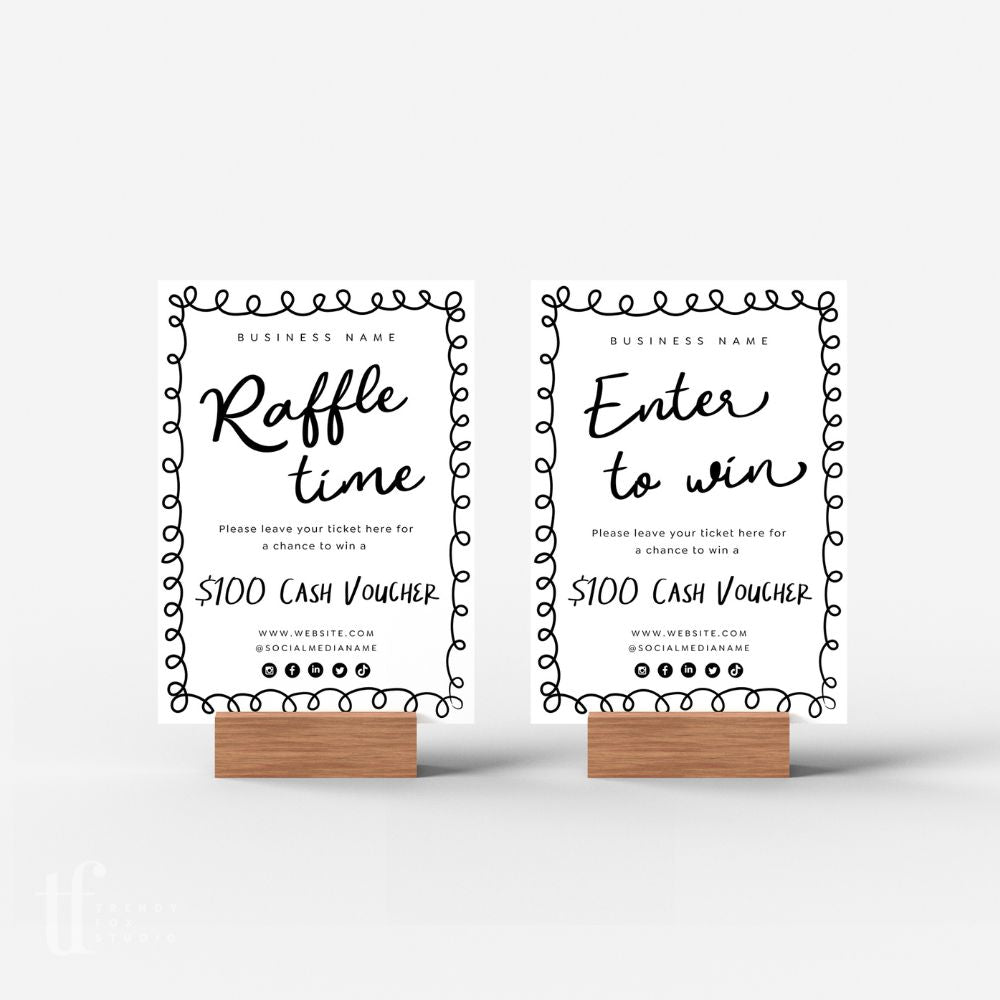Raffle Enter to Win Sign Canva Template | Rose – Trendy Fox Studio