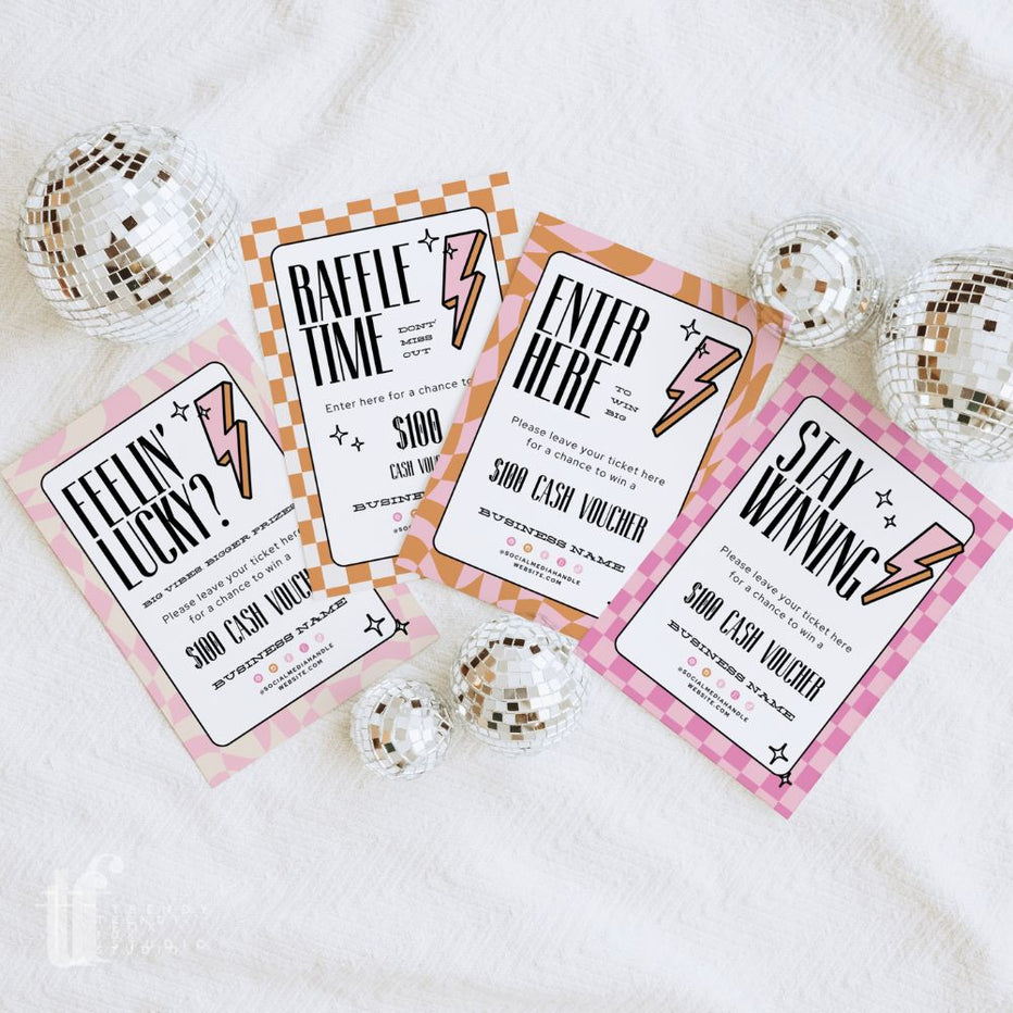 Retro Raffle Enter to Win Sign Canva Template | Brooks – Trendy Fox Studio