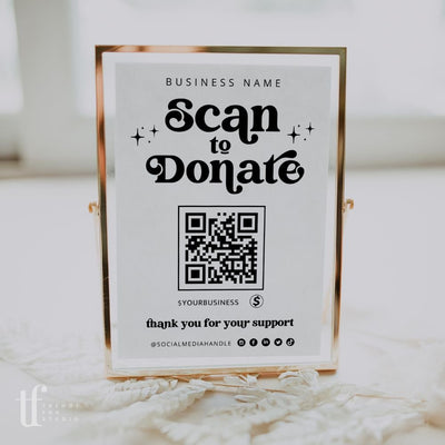 Retro Scan to Support Sign, QR code Donation Sign Canva Template | Dani ...