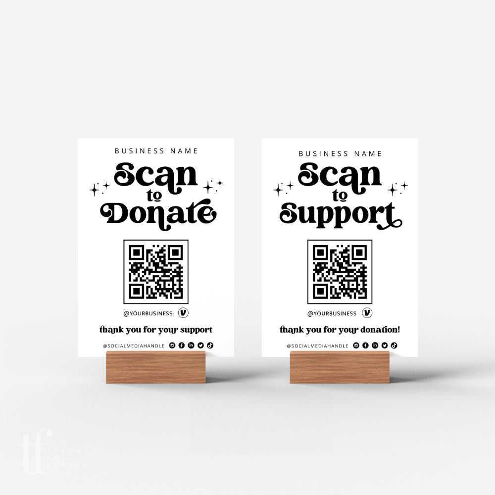 Retro Scan to Support Sign, QR code Donation Sign Canva Template | Dani ...
