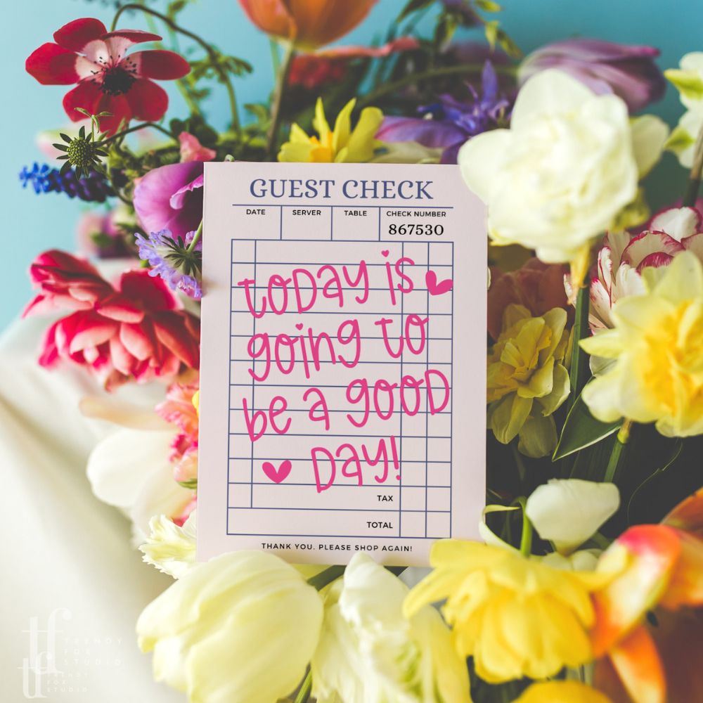 Trendy Guest Check Business Thank You Card Canva Template – Trendy Fox ...