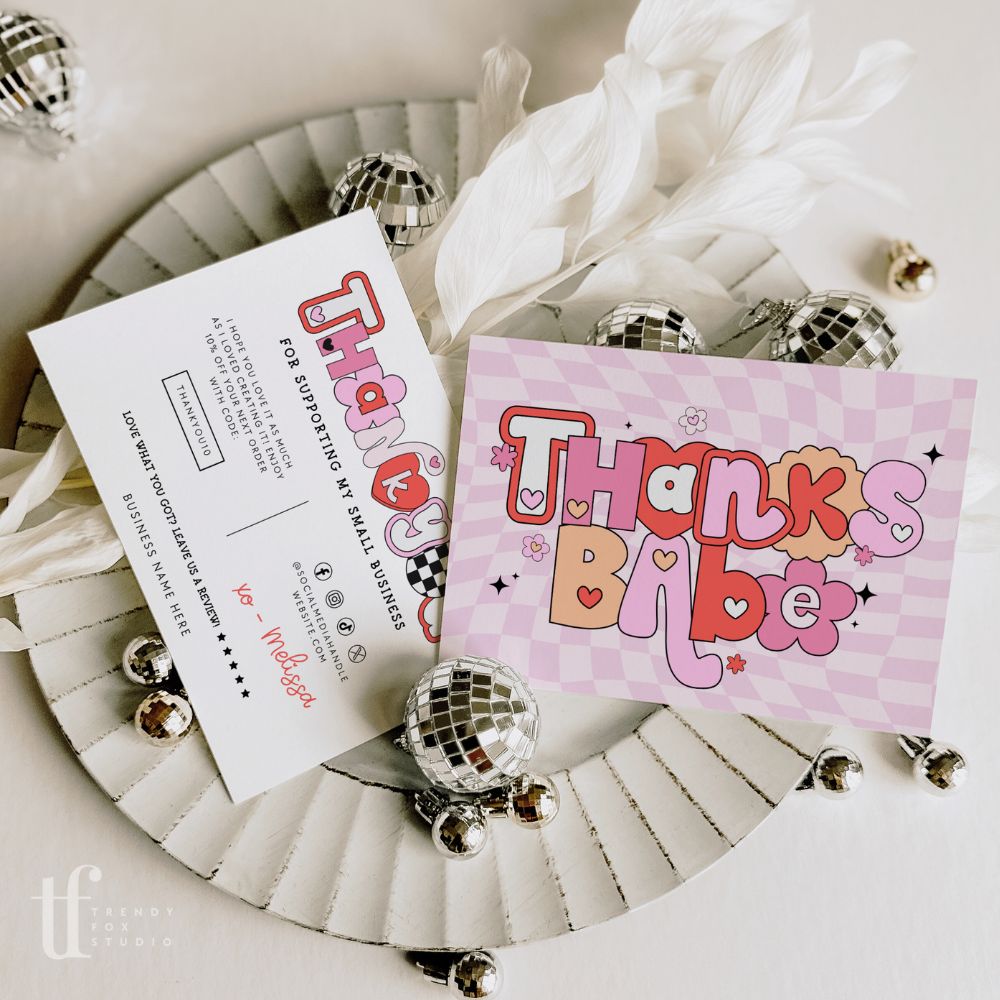 Valentine's Day Business Thank You Card Canva Template | Cute Retro ...