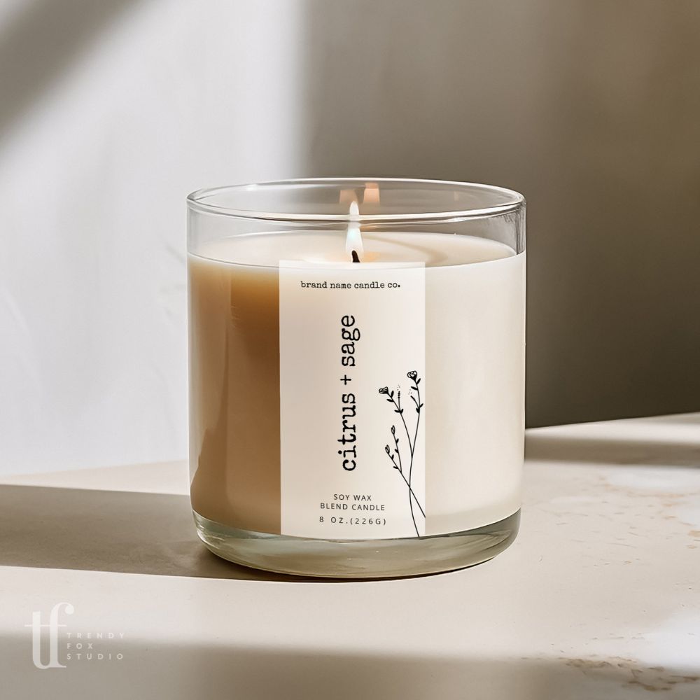 Vertical Thin Rustic Minimal Candle Label Canva Template | Landry ...