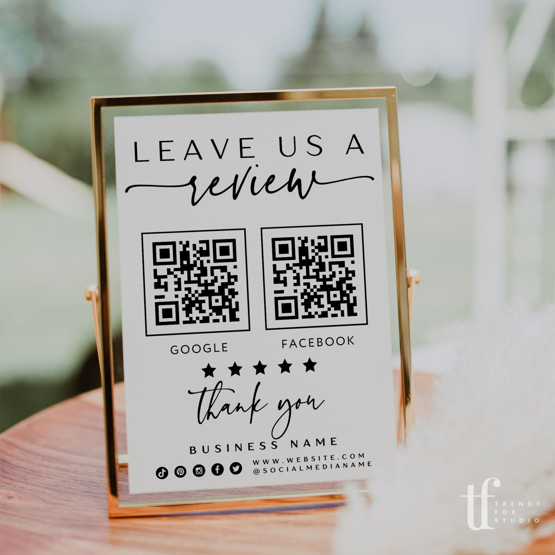 Ask For A Review Sign Canva Template | Vera - Trendy Fox Studio