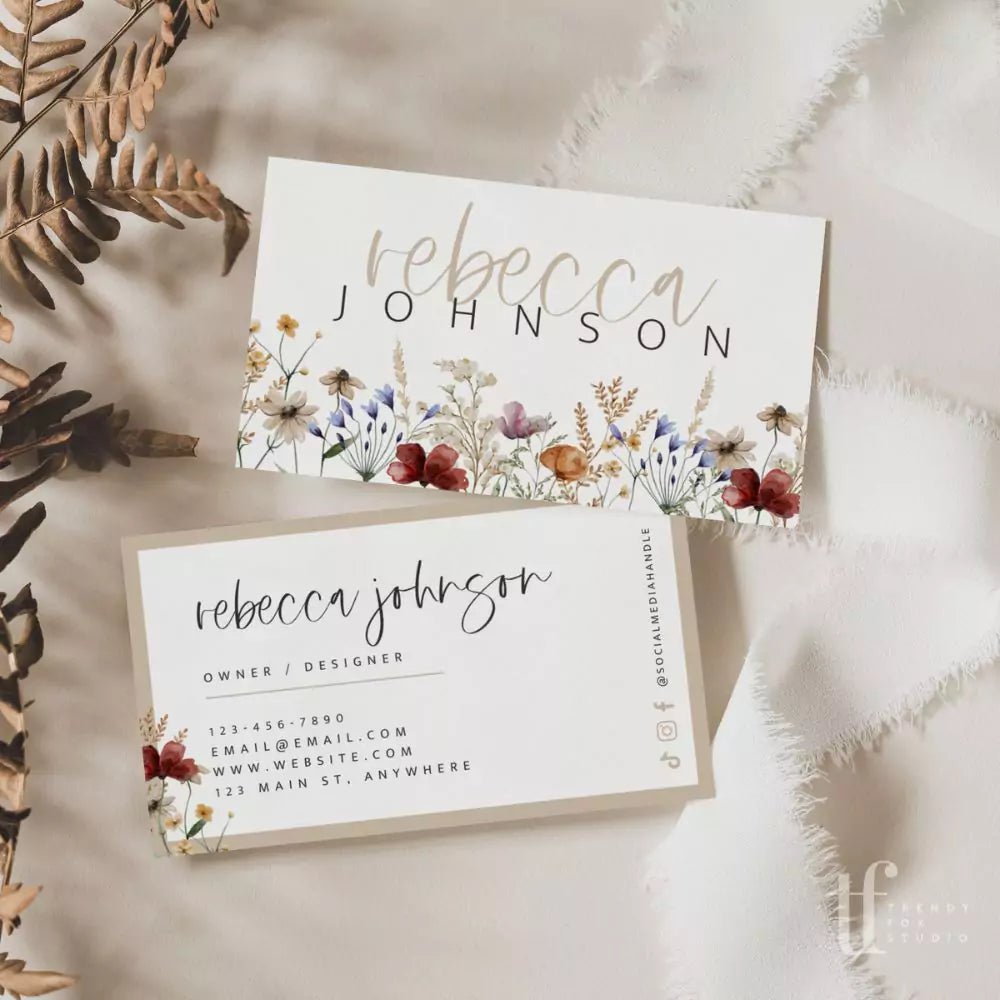 Boho Business Card Canva Template | Gwen - Trendy Fox Studio