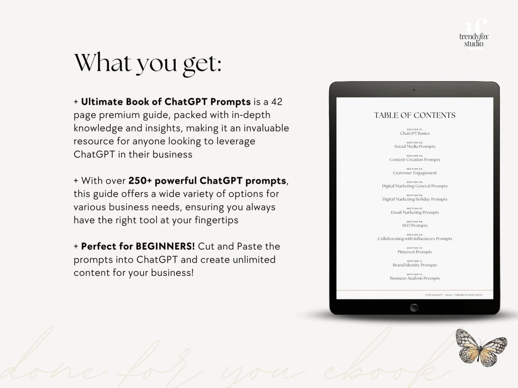 ChatGPT Prompts Manual for Online Businesses - Trendy Fox Studio