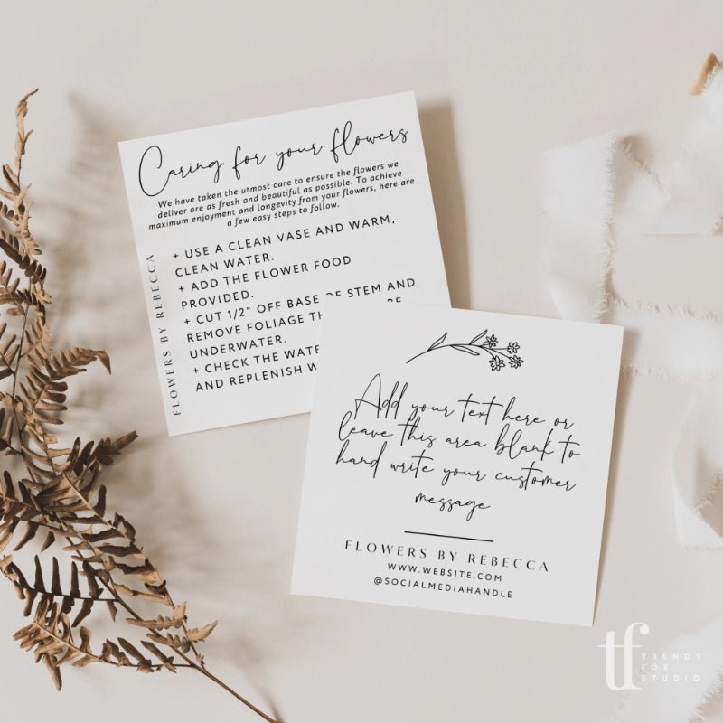 Flower Care Instructions Card Canva Template | Shiloh - Trendy Fox Studio