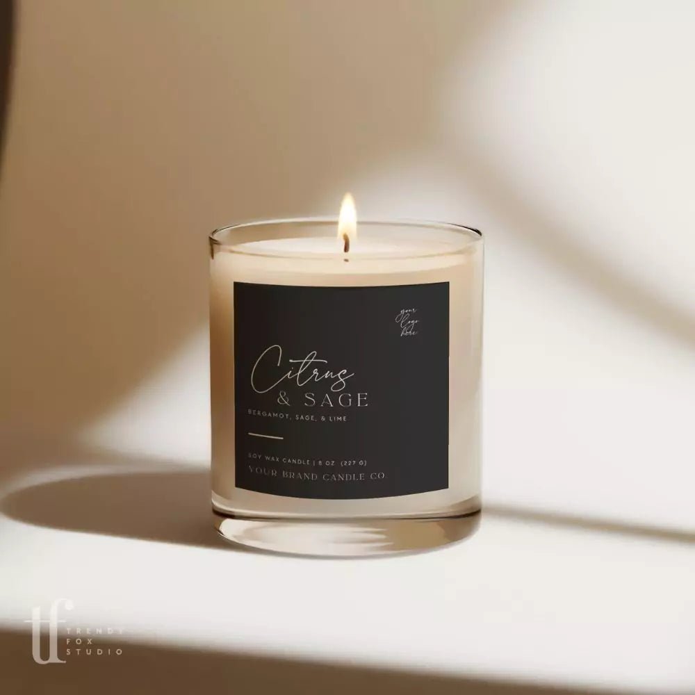 Minimalist Modern Script Candle Label Canva Template | Ayla - Trendy Fox Studio