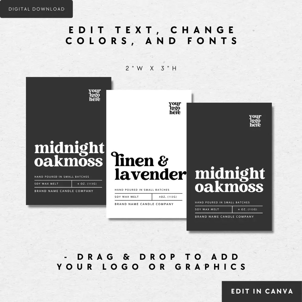 Modern Retro Wax Melt Clamshell Label Canva Template | Dani - Trendy ...