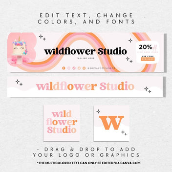 Pastel Pink Rainbow Etsy Shop Kit Canva Template | Etsy Banner, Listing ...