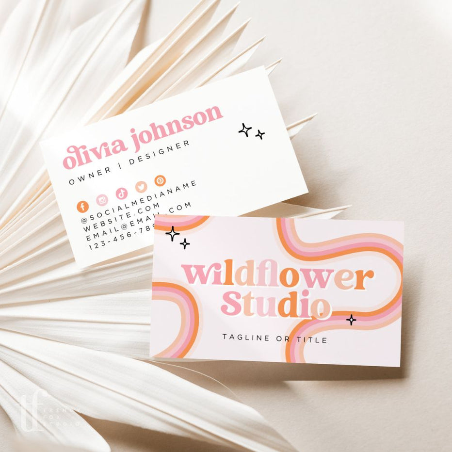 Pastel Rainbow Business Card Canva Template | Lark - Trendy Fox Studio