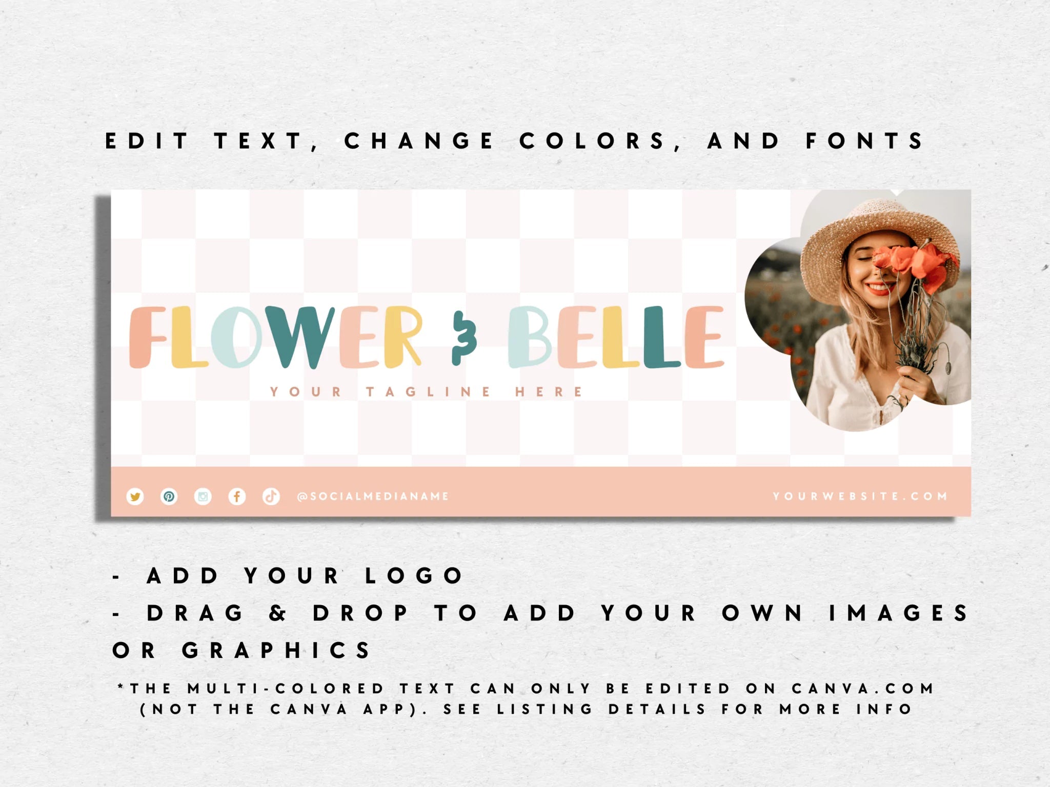 Pastel Rainbow Facebook Cover Branding Set Canva Template | Cali ...