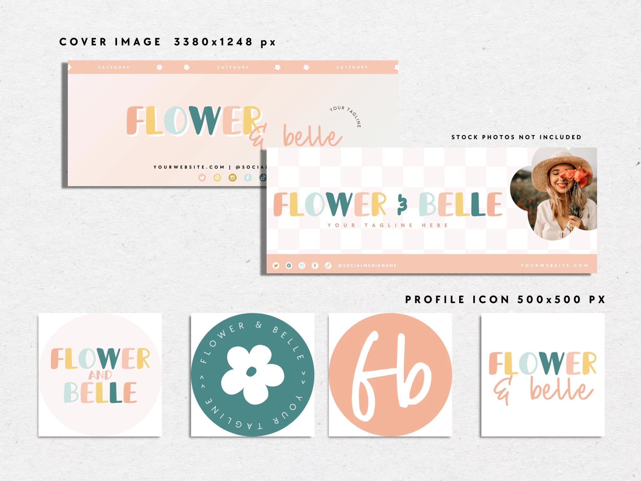 Pastel Rainbow Facebook Cover Branding Set Canva Template | Cali ...