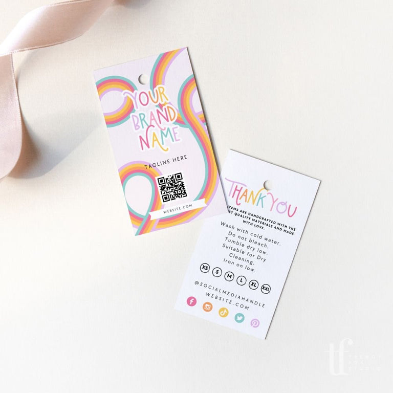 Rainbow Hang Tag, Garment Swing Tag Canva Template | Amara – Trendy Fox ...
