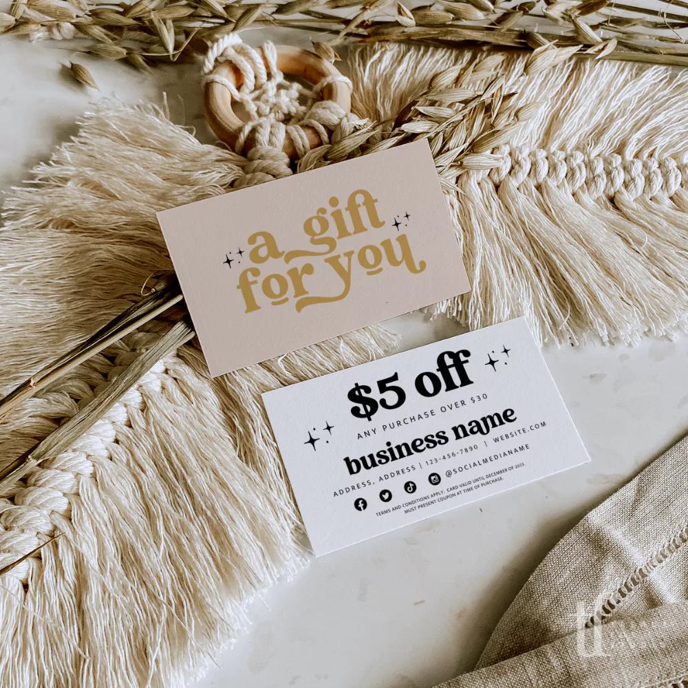 Retro Boho Coupon Card, Discount Card Canva Template | Dani - Trendy ...