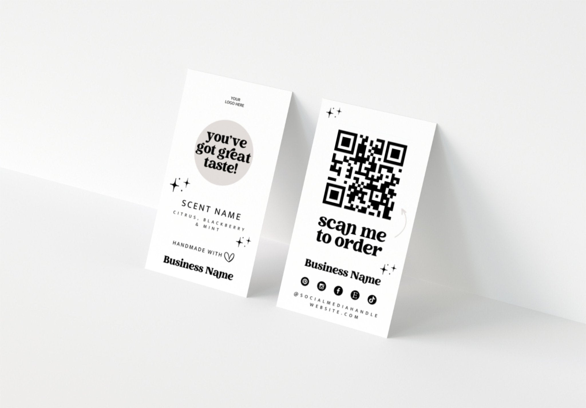 Retro Candle Scent Sampler Business Card with QR Code Canva Template ...