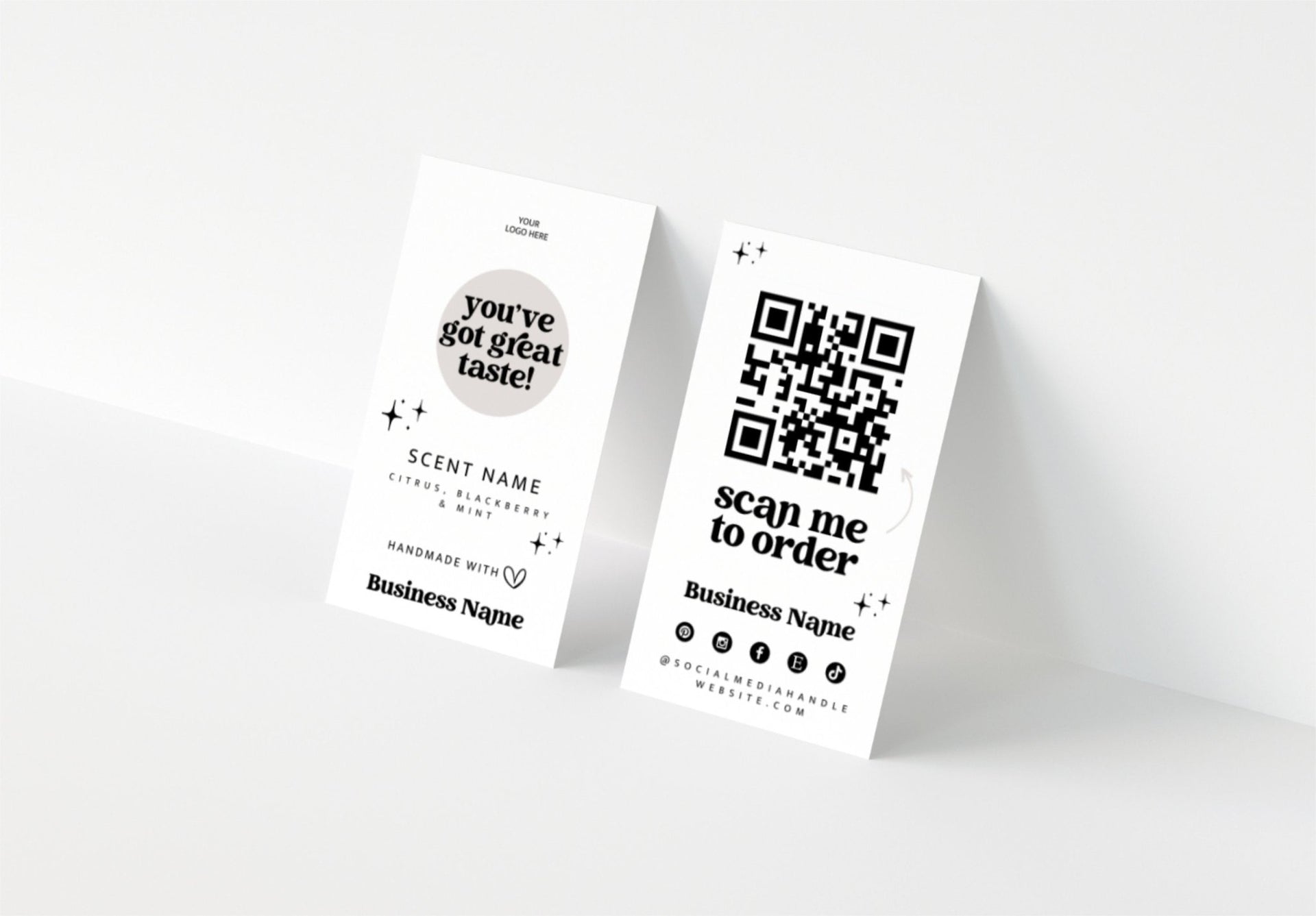 Retro Candle Scent Sampler Business Card with QR Code Canva Template ...
