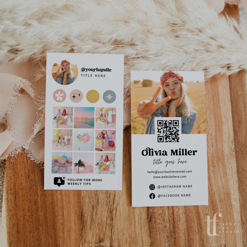 Retro Instagram Style Business Card Canva Template | Dani – Trendy Fox ...