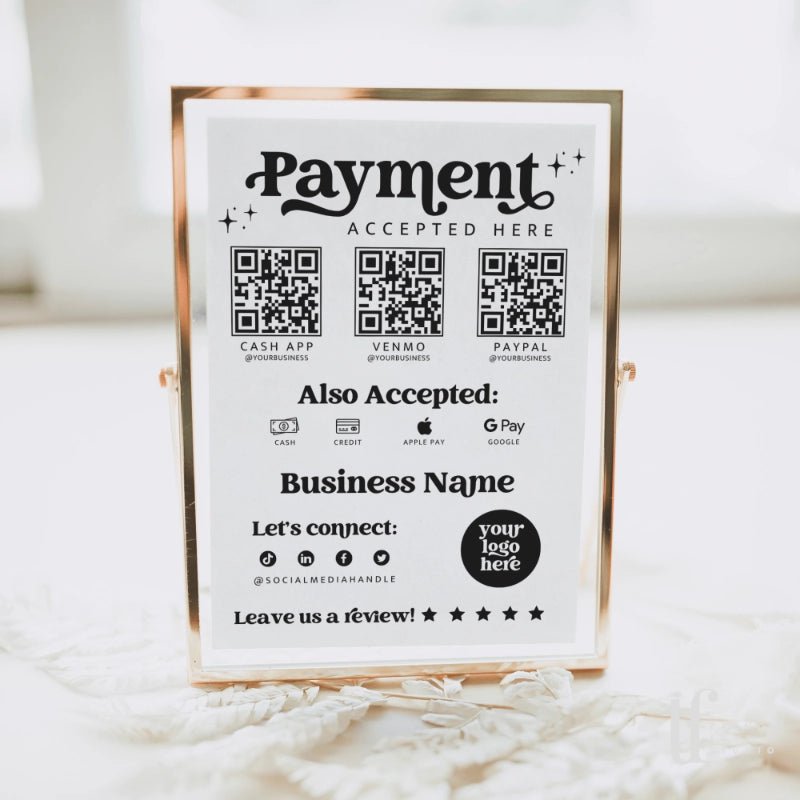 Retro Scan to Pay Sign, Accepted Payments Sign Canva Template | Dani ...