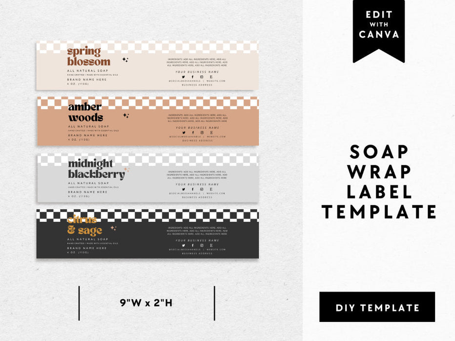 Soap Bar Wrap Label Canva Template | Pixie – Trendy Fox Studio
