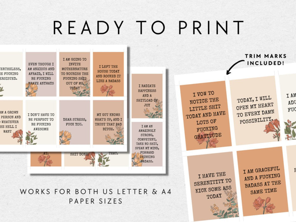 Sweary Affirmation Card Printable, Irreverent Fun Affirmation Deck, Fu ...